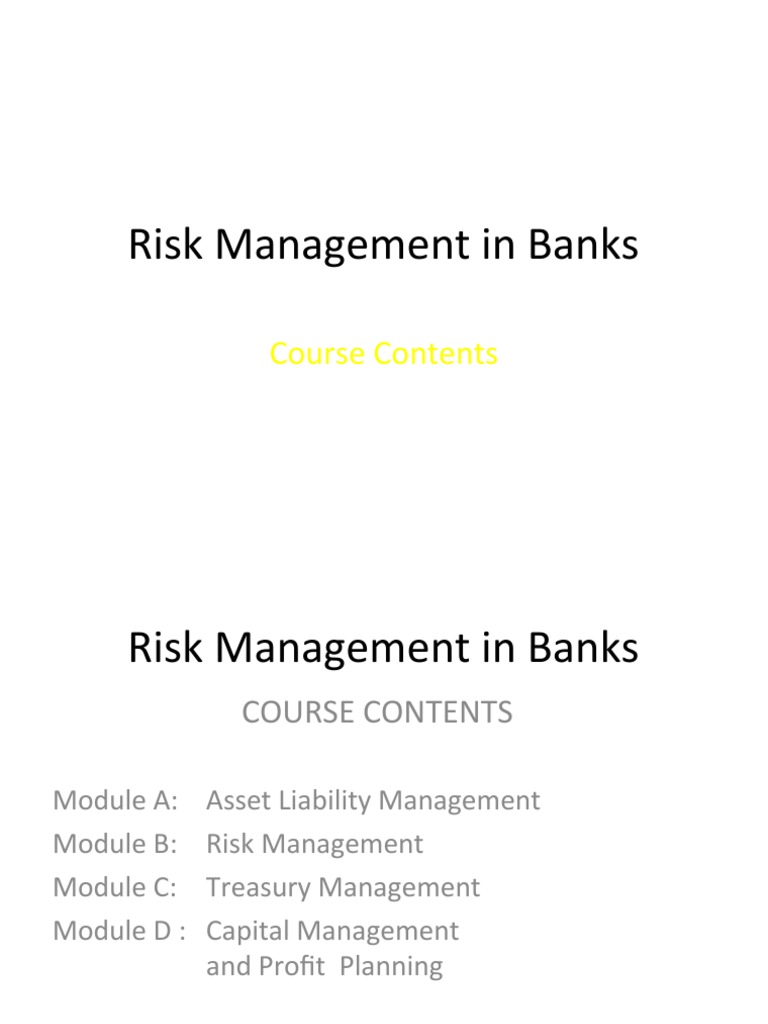 Risk Management in Banks: Course Contents | PDF | Banks | Risk