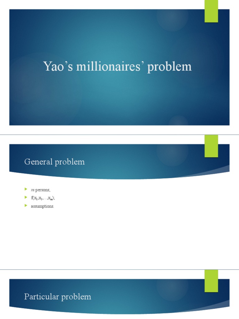 Yao's Millionaires' Problem | PDF