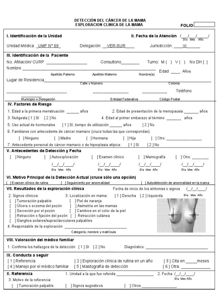 Formato Exploracion Mamaria | PDF | Cáncer de mama | Pecho