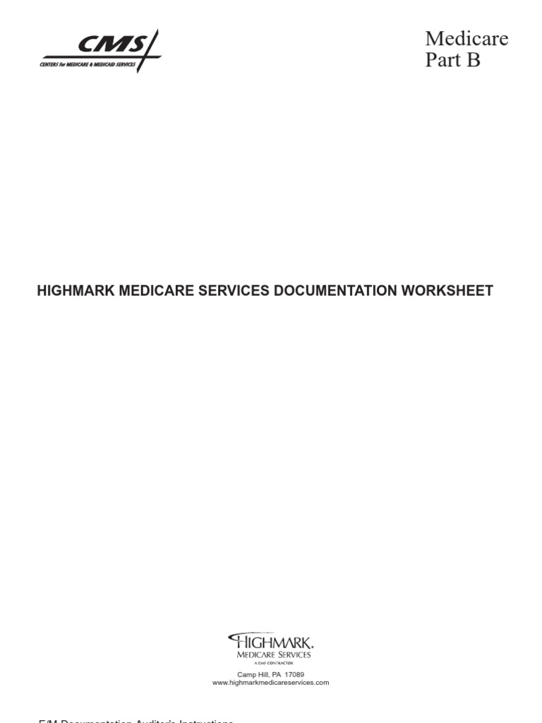 Medicare Part B: Highmark Medicare Services Documentation Worksheet ...