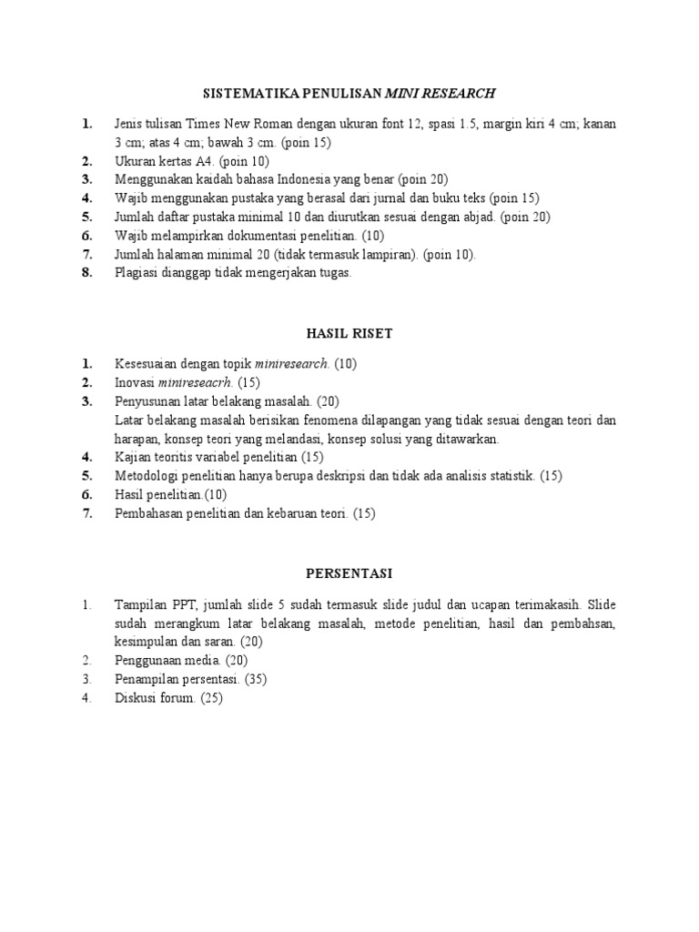 Sistematika Mini Riset | PDF
