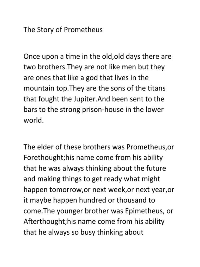 The Tale of Prometheus and Fire | PDF