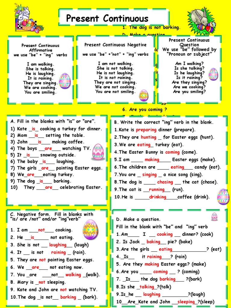 Taller Present Continuous - 5202 | PDF | Grammar | Linguistics