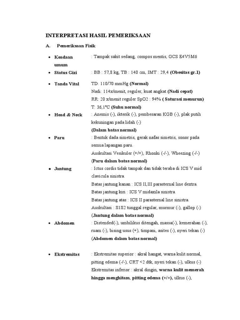 Interpretasi Hasil Pemeriksaan & DD Pad | PDF