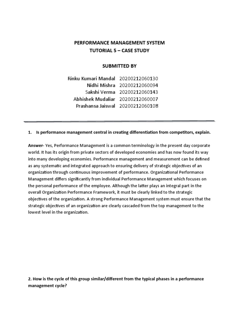 Performance Management System Tutorial 5 - Case Study Submitted by ...