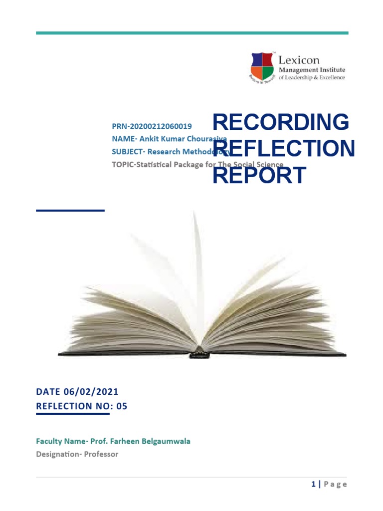 Reflection No. 05 Research Methodology | PDF | Spss | Statistics