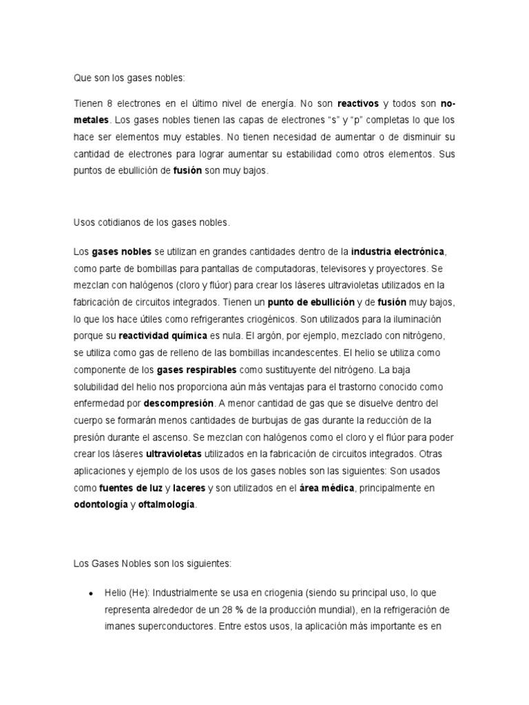 Que Son Los Gases Nobles | PDF | Argón | Helio