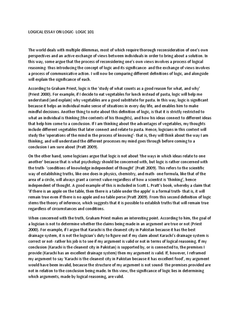 Logical Essay On Logic | PDF | Argument | Logic
