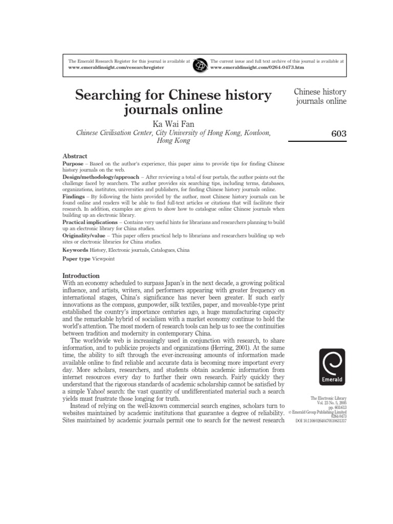 Chinese History Journals | PDF | Academic Journal | East Asia