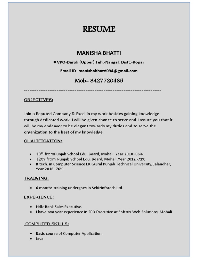 Manisha RESUME | PDF
