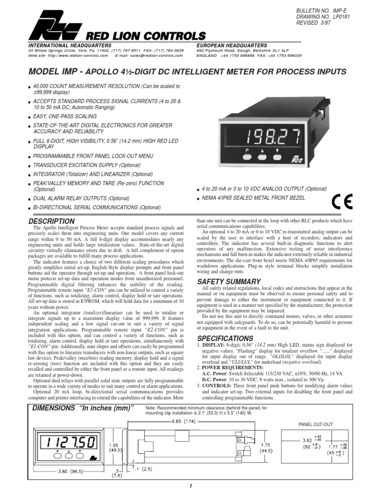 Redlion IMP | PDF | Relay | Input/Output
