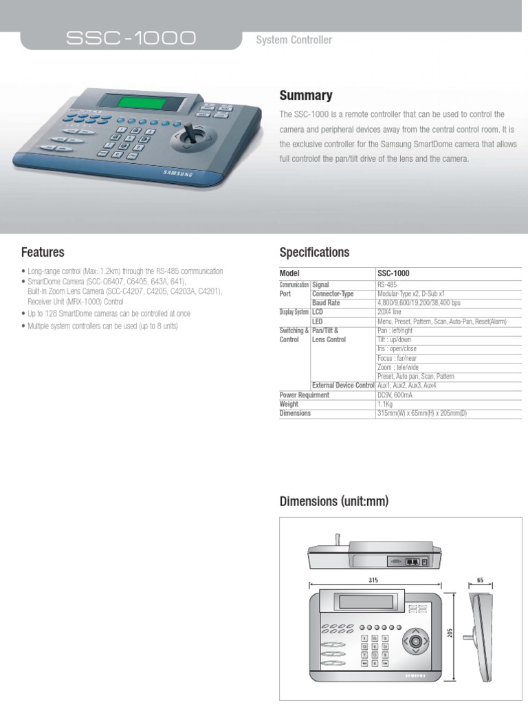 SSC-1000 Catalogue | PDF | Computer Monitor | Camera