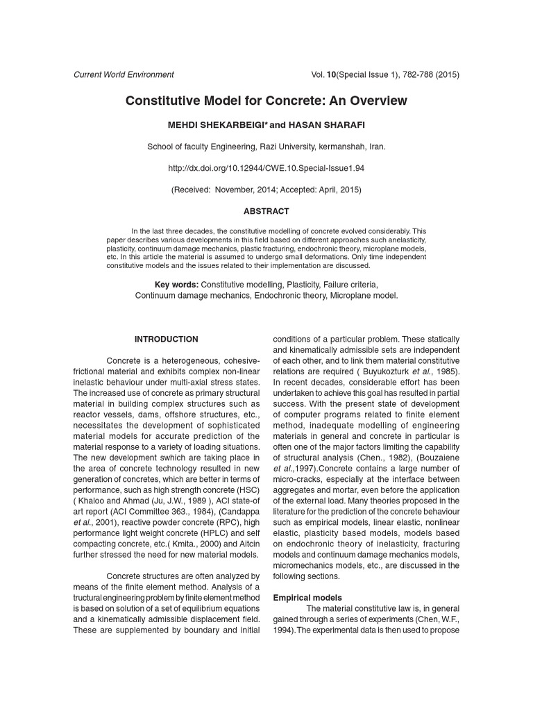Constitutive Modeling For Concrete - An Overview | PDF | Deformation ...