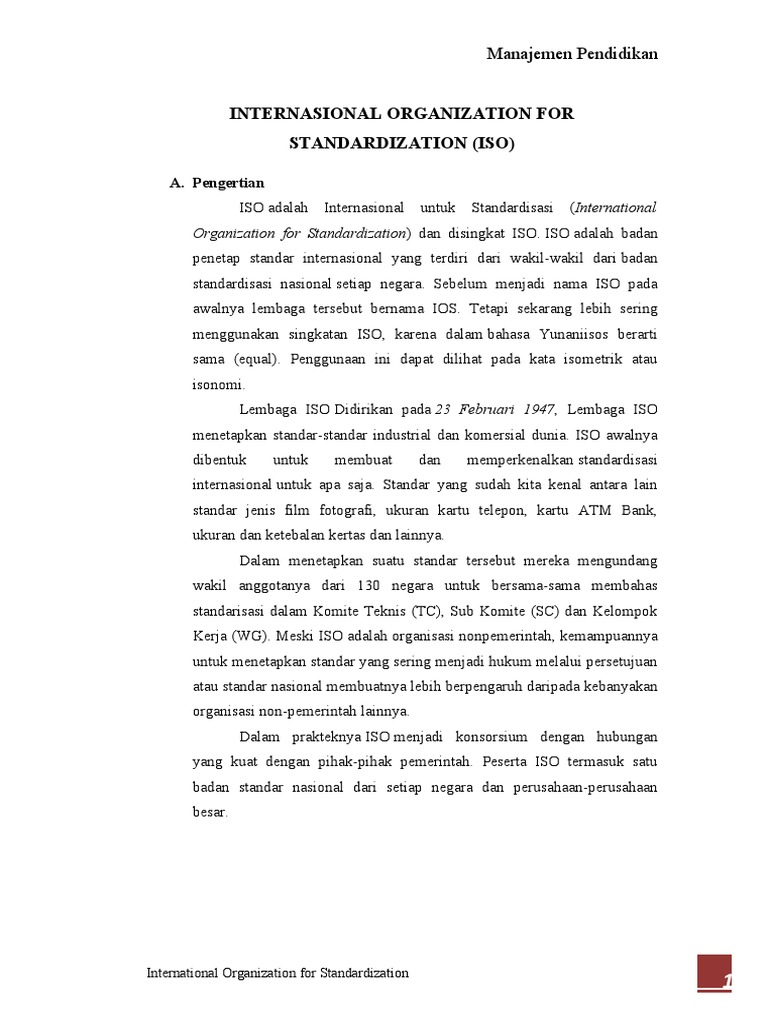 Pengertian ISO Macam Macam ISO Dan ISO U | PDF