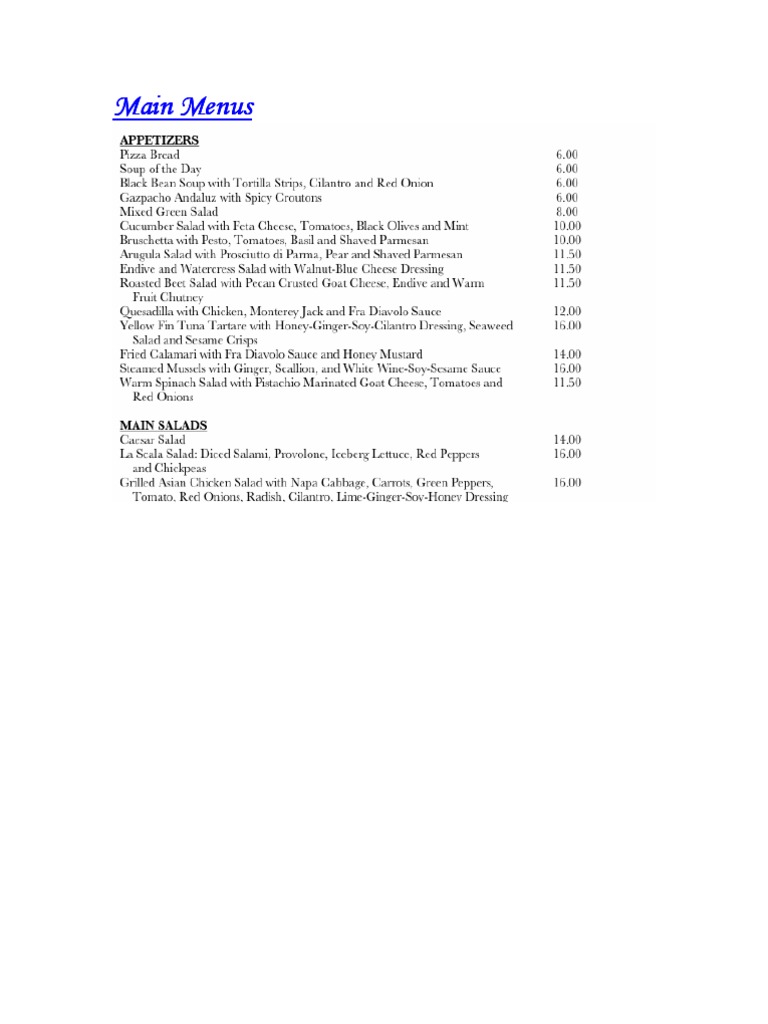 Main Menus Overview | PDF