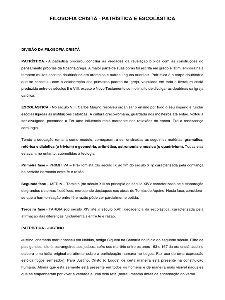Filosofia Cristã Patristica e Escolastica | Download Free PDF | Deus ... Filosofia Cristã Patristica e Escolastica | Download Free PDF | Deus ...