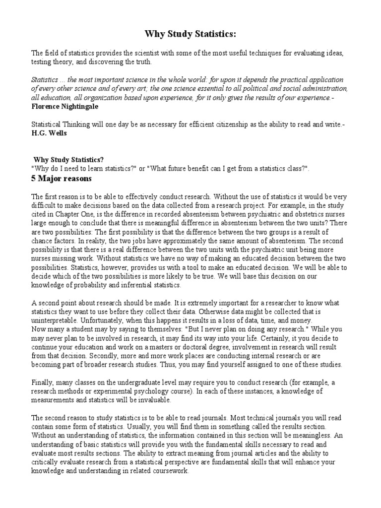 Why Study Statistics 2 | PDF | Statistics | Reason