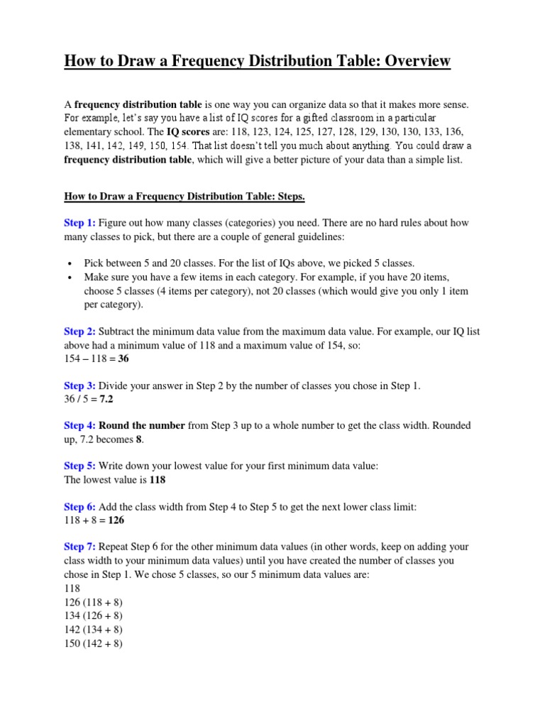 How To Draw A Frequency Distribution Table | PDF | Intelligence Quotient