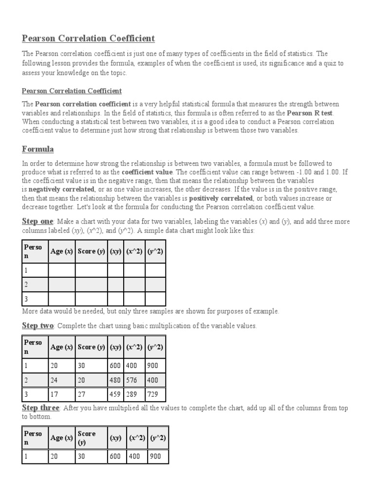 Pearson Correlation Coefficient | PDF | Correlation And Dependence | Statistics