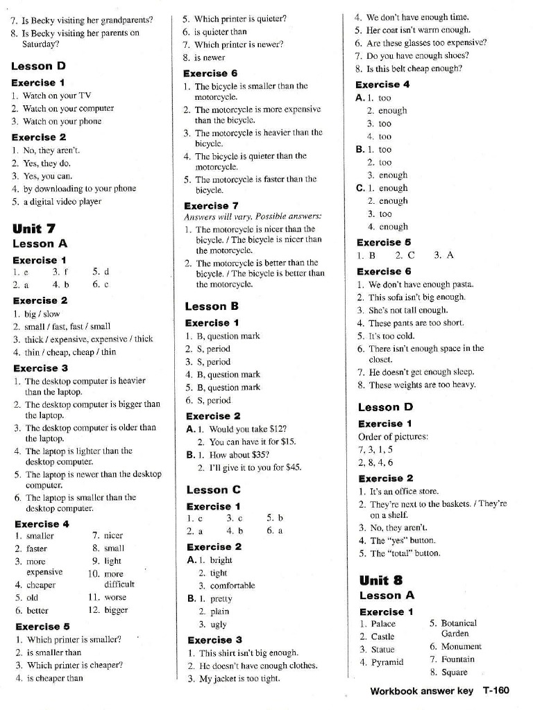 INGLÉS 3 Workbook Answer Key FC2 Units 7-9 | PDF | Personal Computing ...