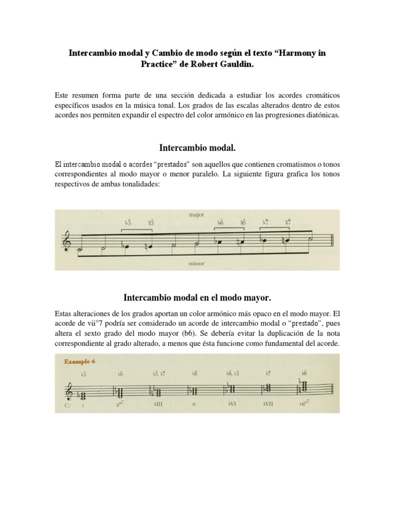 (Anexo 1) Intercambio Modal y Cambio de Modo Según El Texto "Harmony in ...