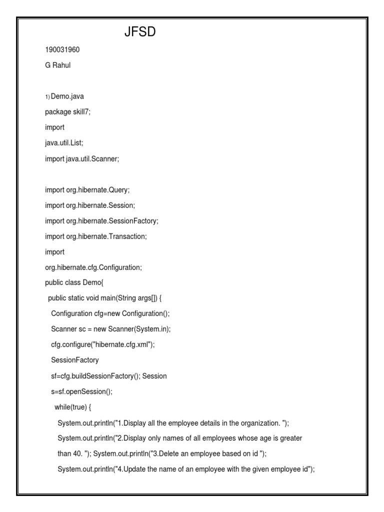 JFSD Skill7 | PDF | Object Oriented Programming | Computer Programming