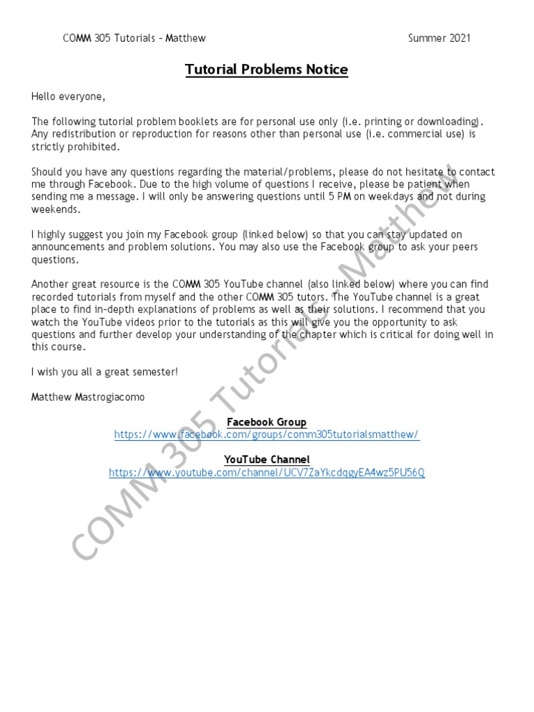 COMM 305 - Matthew - Question Booklet (Summer 2021) | PDF | Cost Of Goods Sold | Inventory