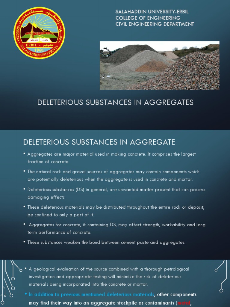Deleterious Substances In Aggregates Pdf Concrete Cement