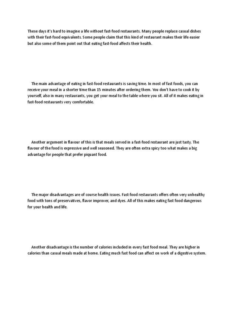 Fast Food: Pros and Cons Explained | PDF