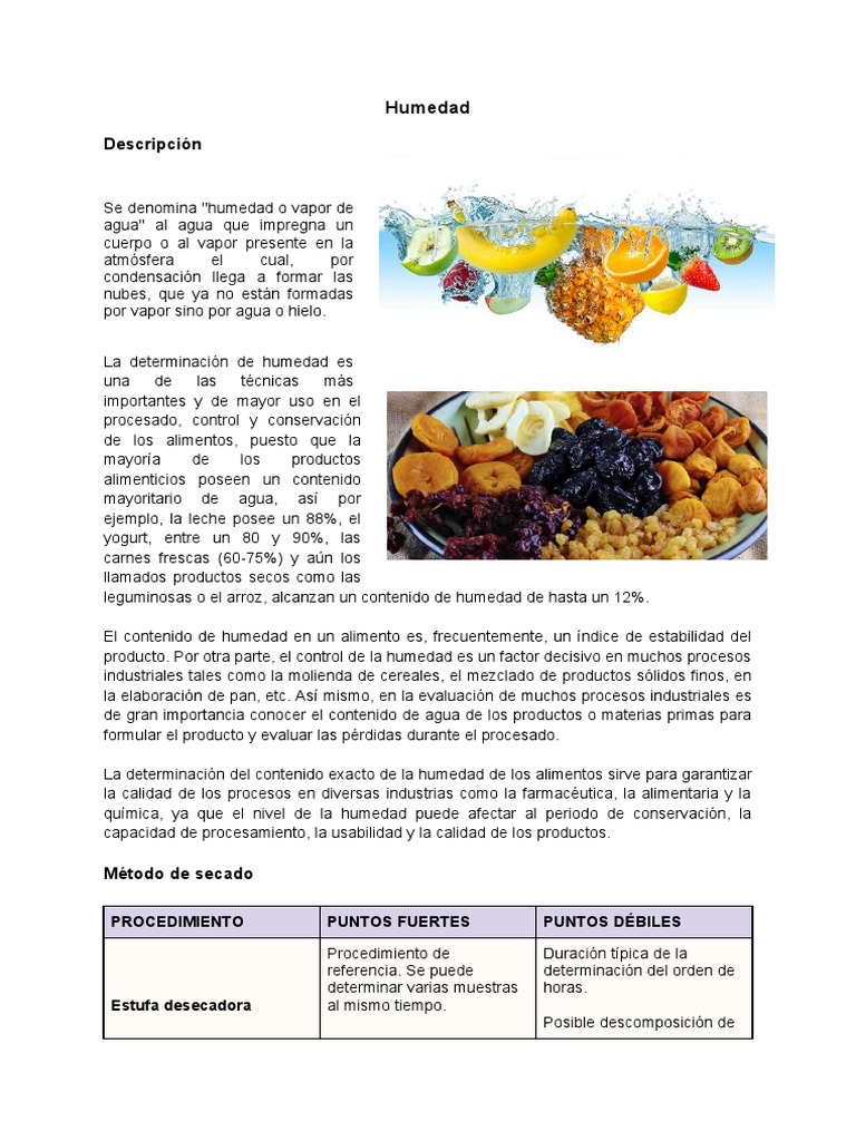 La importancia de determinar el contenido de humedad en los alimentos y ...