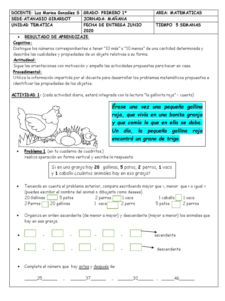 Actividades de Primer Grado | PDF | café | Rana
