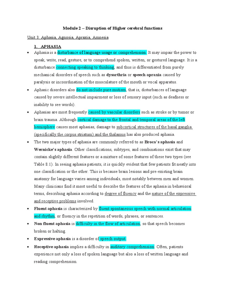 NP (Module 2, Unit 3) | PDF | Aphasia | Speech