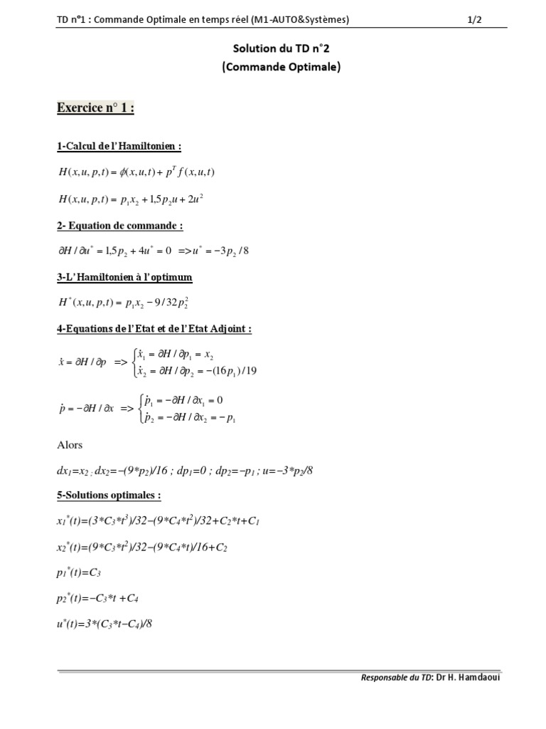 Commande optimale en temps réel M1 | PDF | Méthodes et références pédagogiques