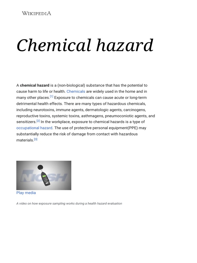 Chemical Hazard - Wikipedia | PDF | Occupational Safety And Health ...