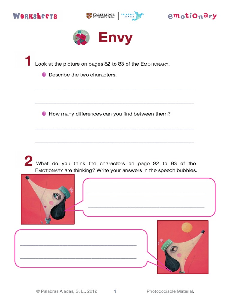 Worksheet Envy | PDF | Anger | Jealousy