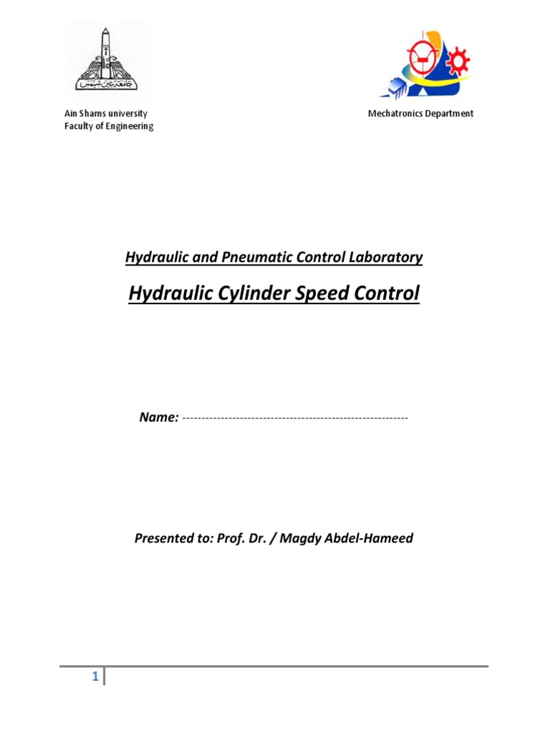 Hydraulic Cylinder Speed Control Lab | PDF | Pump | Flow Measurement
