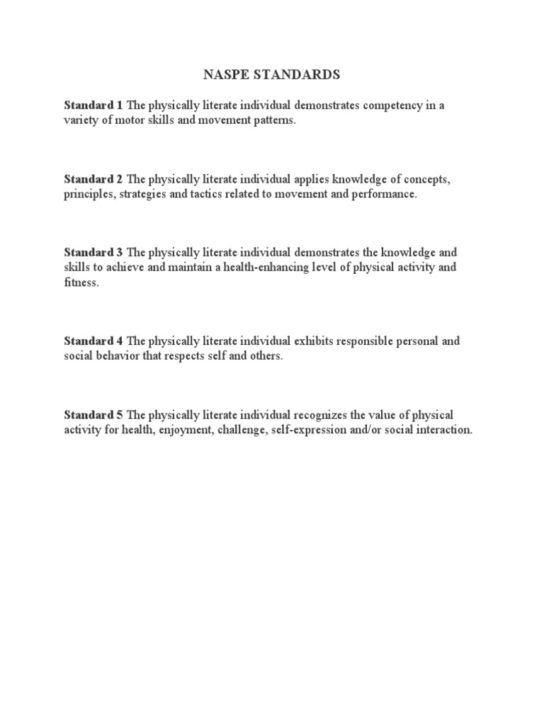 NASPE Physical Education Standards | PDF
