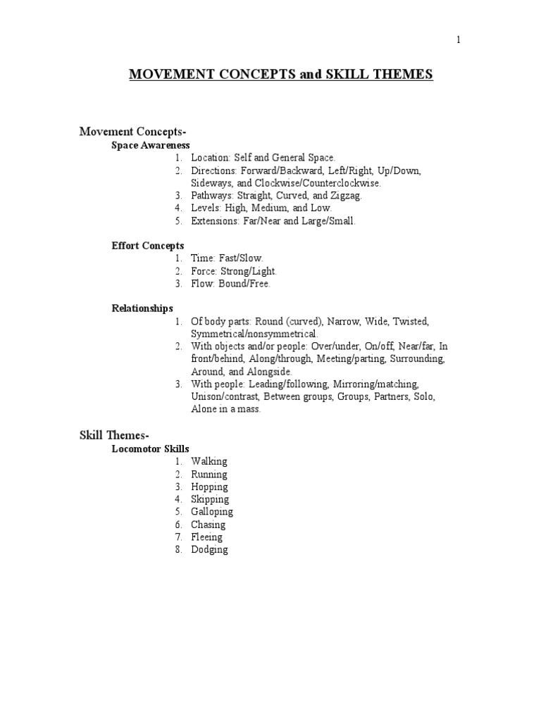 Movement Concepts and Skill Themes | PDF | Science & Mathematics