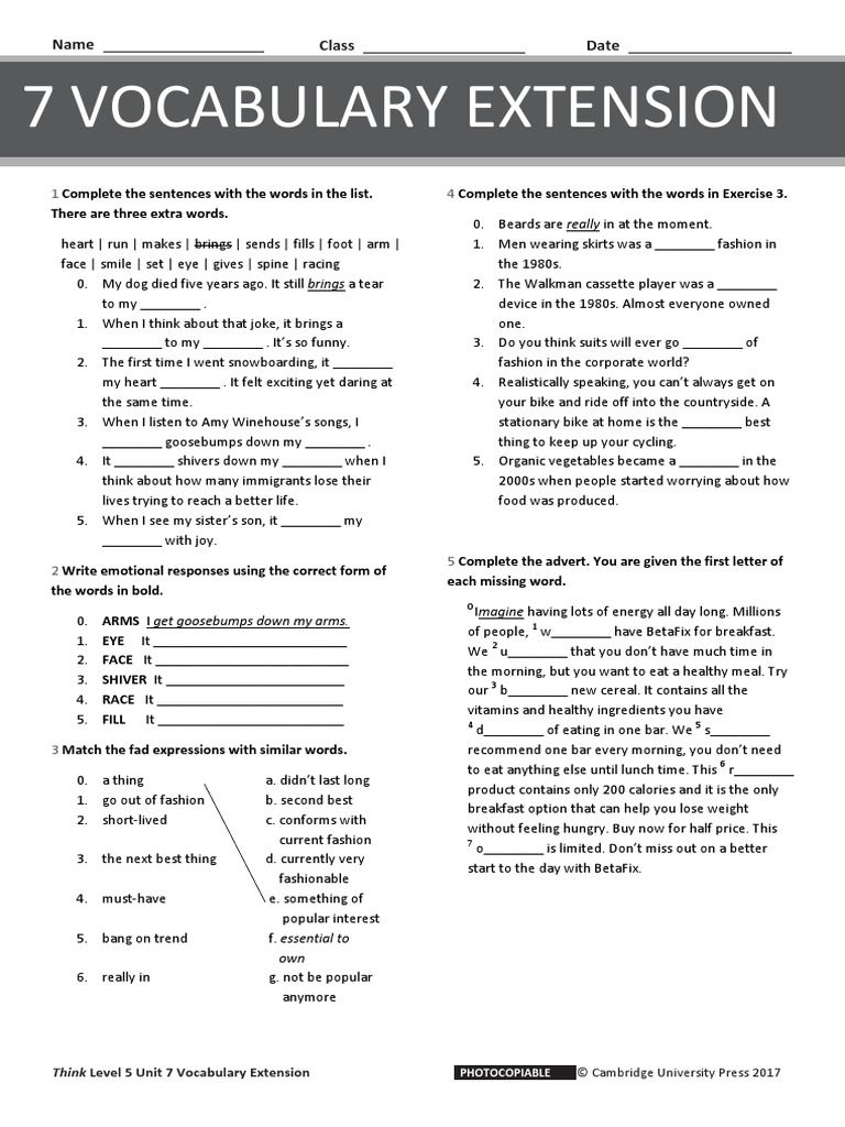 L5 Unit 7 Vocabulary Extension | PDF | Self-Improvement