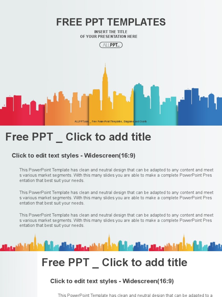 City Buildings Silhouettes and Colors PowerPoint Templates Widescreen ...