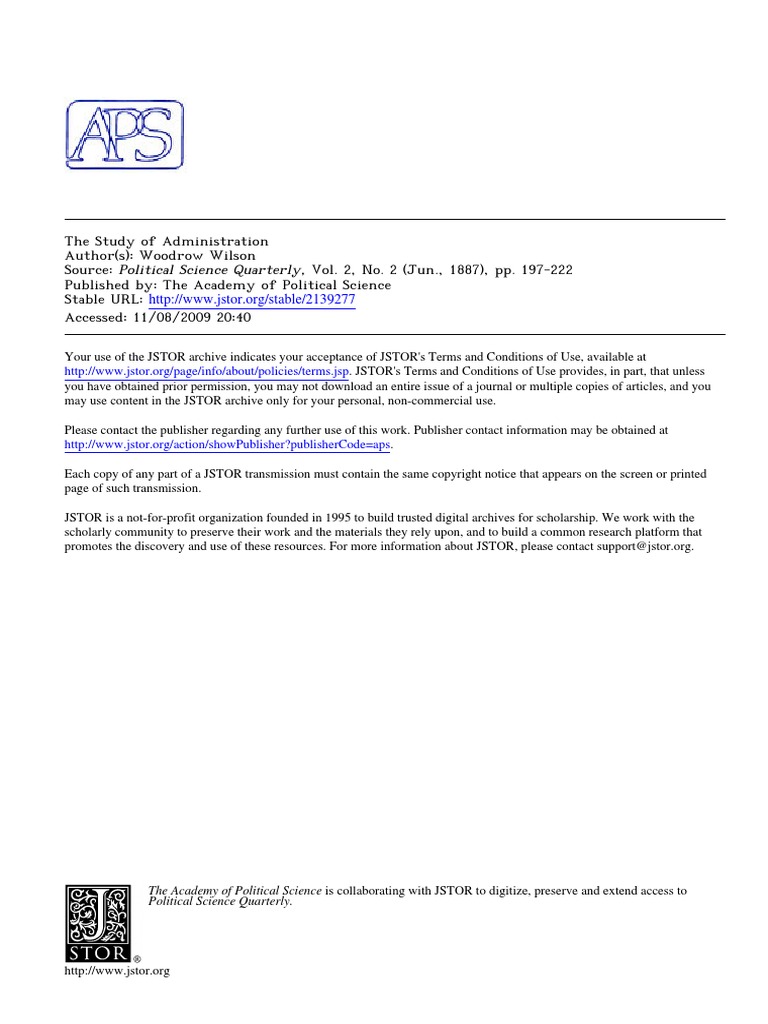 Wilson-The Study of Administration | PDF