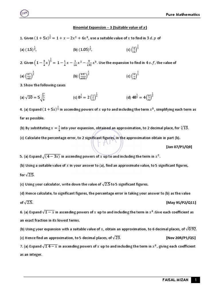 Binomial Expansion - 3 | PDF | Decimal | Significant Figures