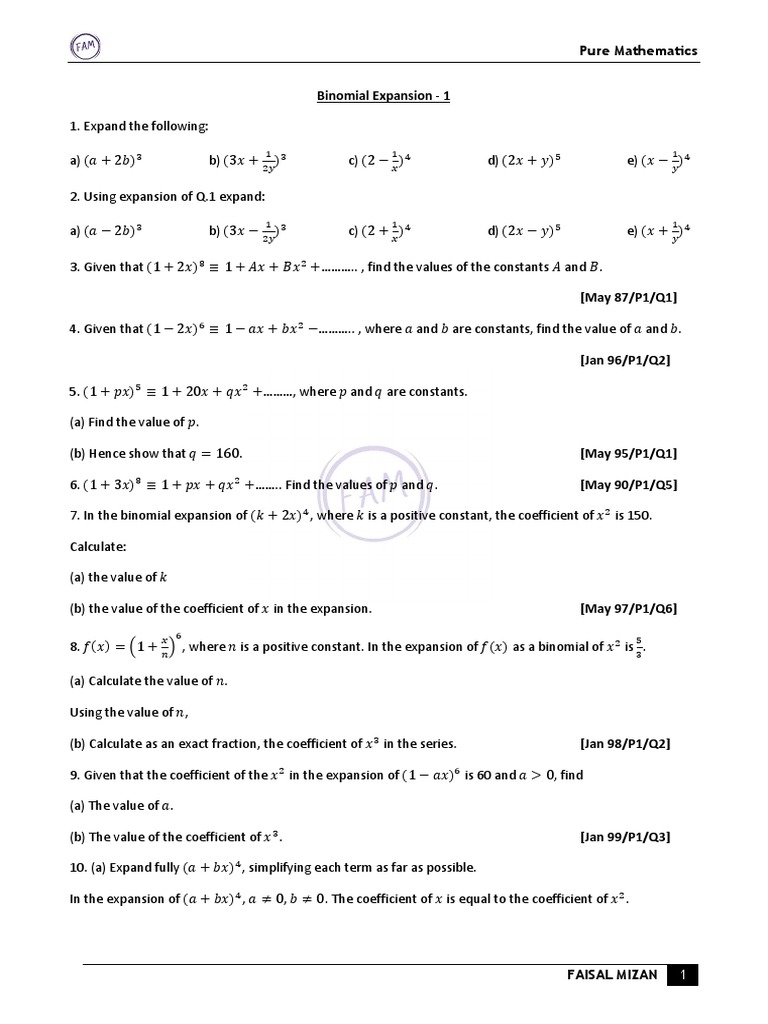 Binomial Expansion Exercises and Solutions | PDF | Algorithms | Mathematics