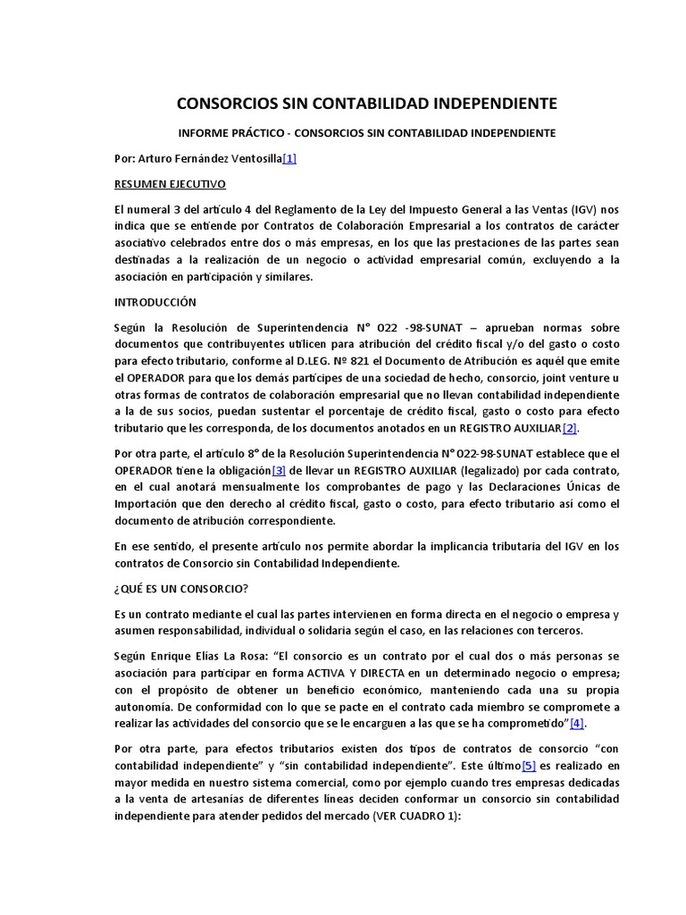 Consorcios Sin Contabilidad Independiente | Descargar gratis PDF | Contabilidad | Impuestos