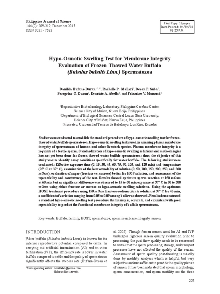 Hypho Osmotic Swelling Test of Membrane Final Copy 04 April 2016 | PDF ...