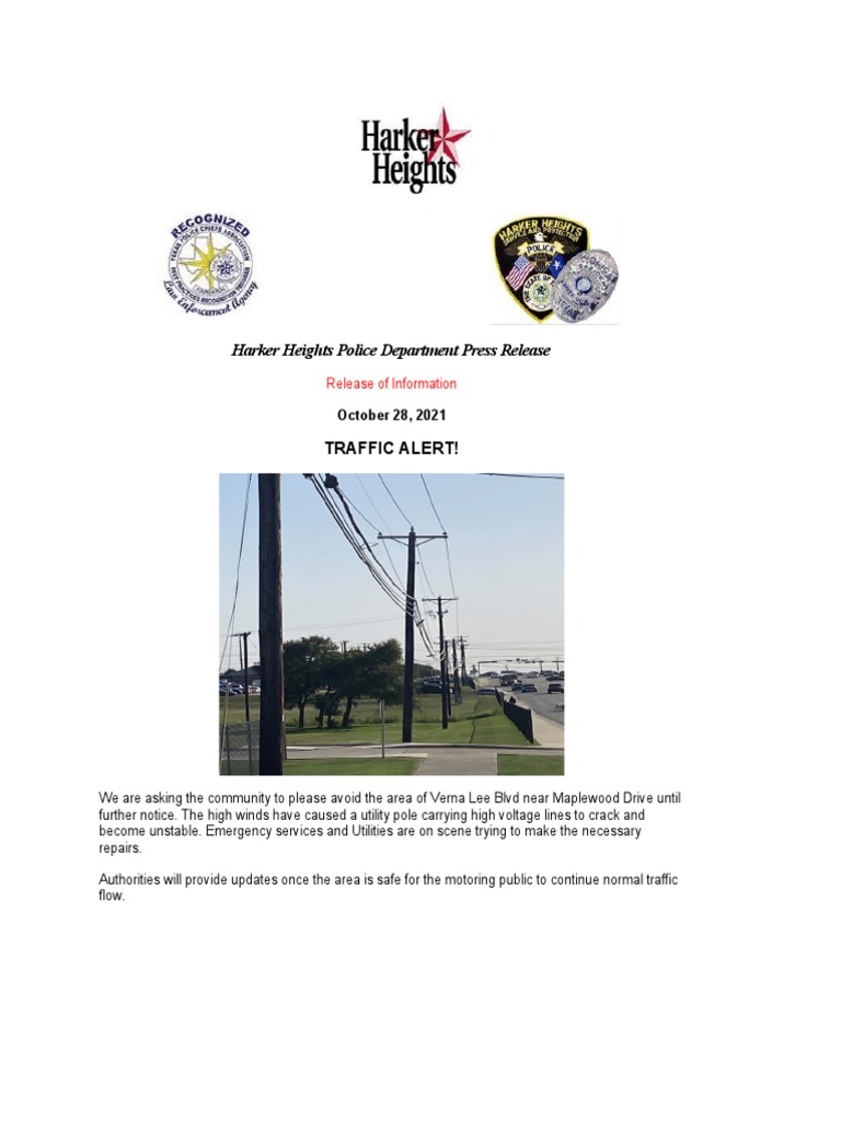 Press Release - Traffic Alert - 10282021 | PDF | Law | Technology ...