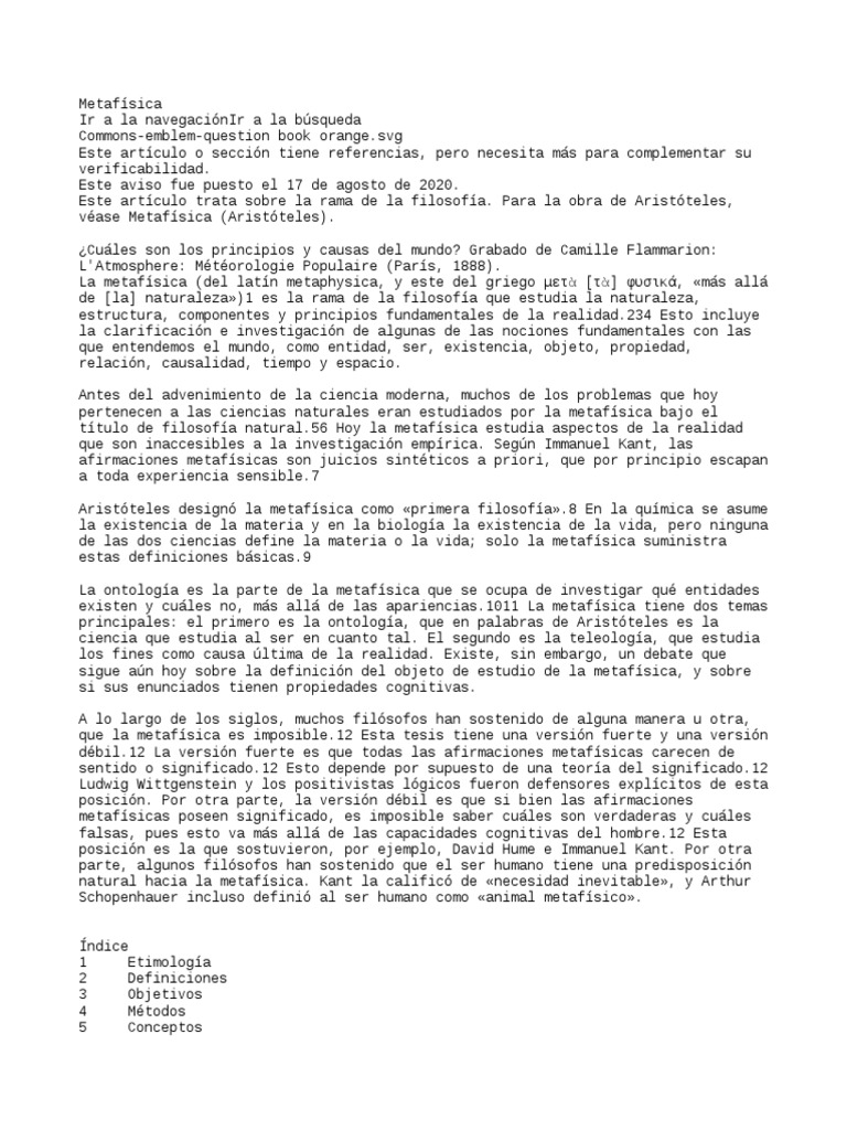 La Metafisica | PDF | Metafísica | Teoría de sustancias