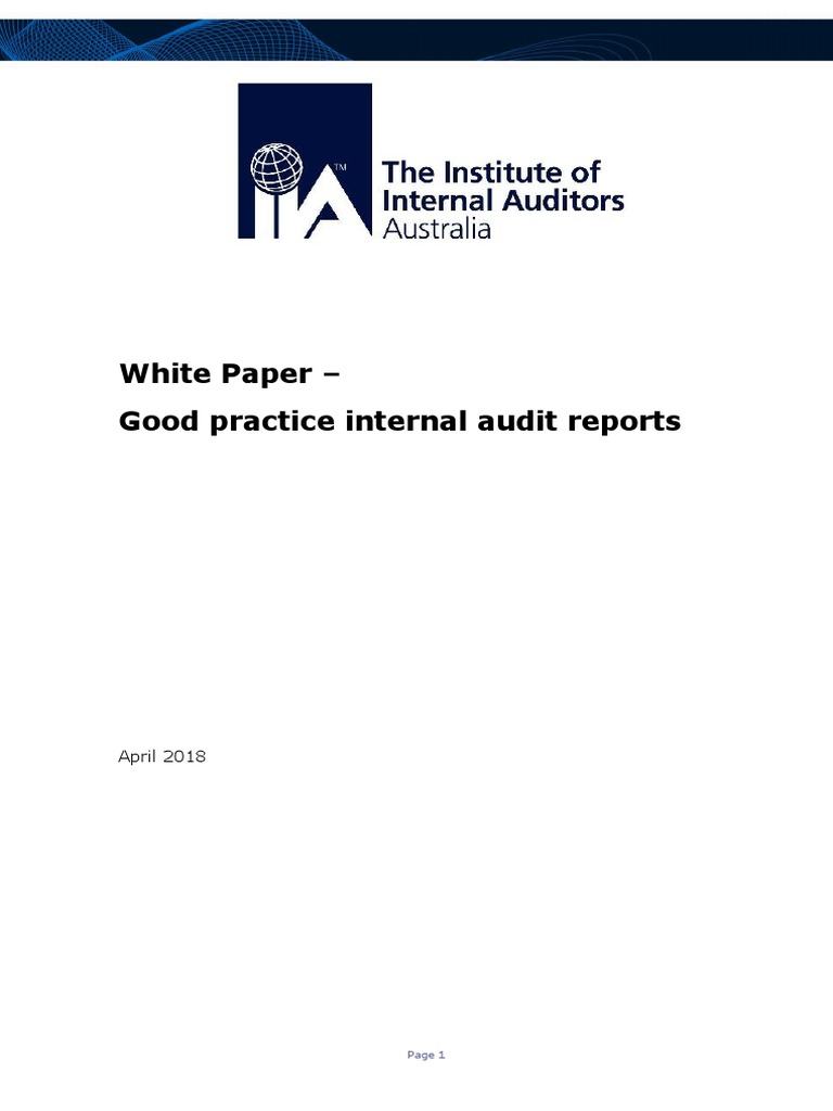 Iia Australia White Paper Good Practice Internal Audit Reports | PDF ...