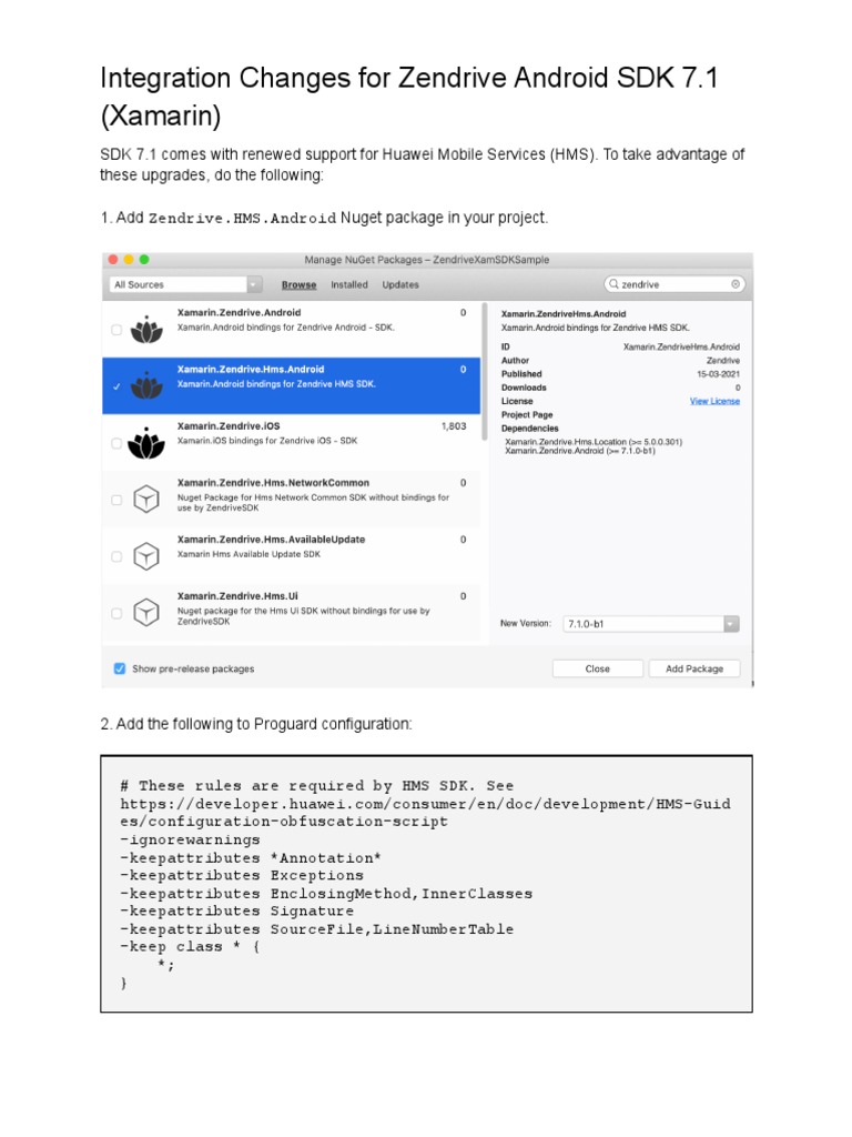 Integration Changes For Zendrive Android SDK 7.1 (Xamarin) | PDF