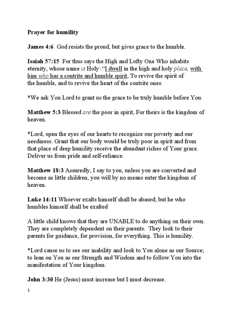 Prayers For Humility | PDF | Humility | Religious Behaviour And Experience